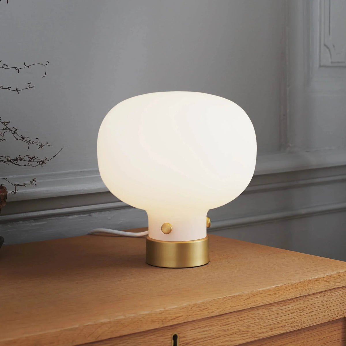 Brass Raito Glass Globe Table Lamp
