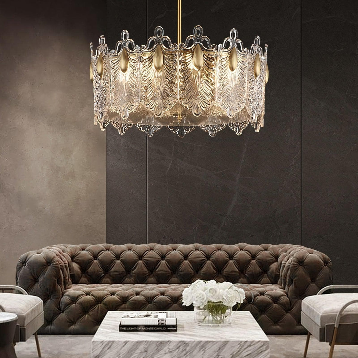 Decorative Pattern Glass Round Chandelier